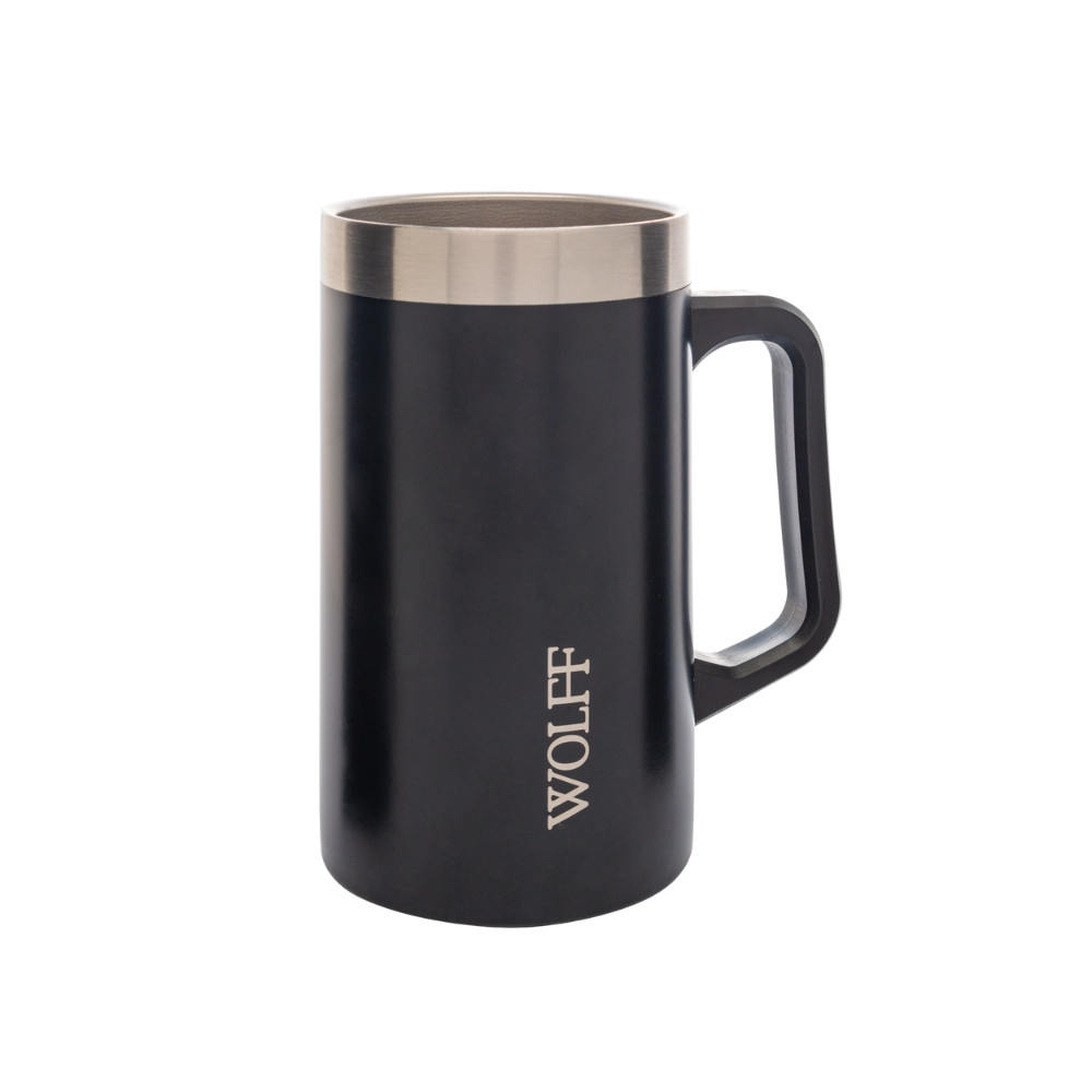 CANECA TERMICA CERVEJA ACO INOX PRETA 500ML WOLFF | Shopee Brasil