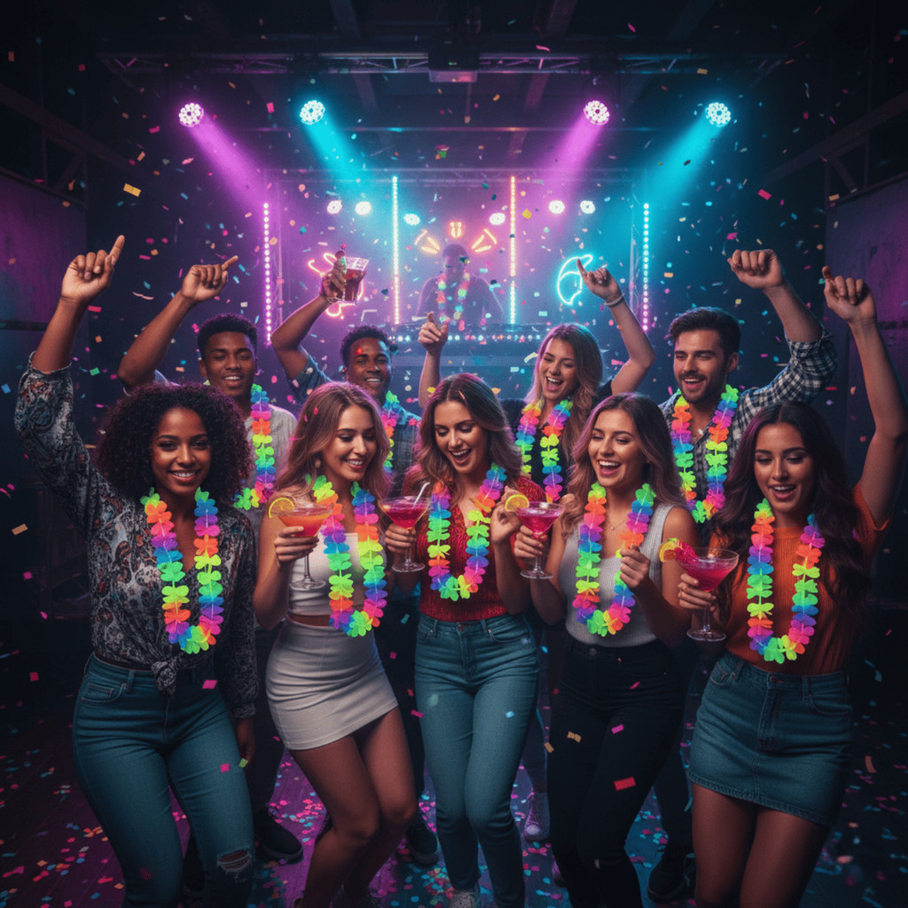 Kit Colar Flores Coloridas Neon – Ideal para Carnaval, Festas e luau ...