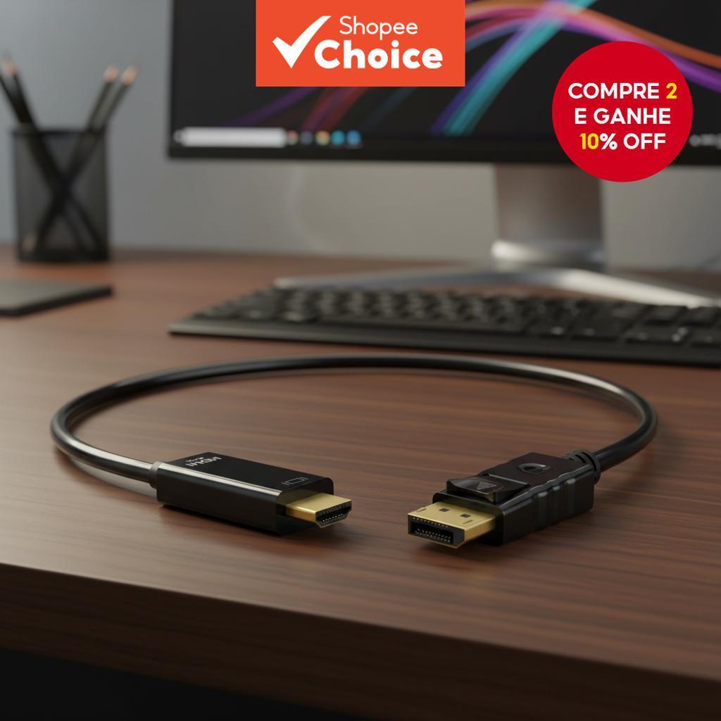 Cabo Adaptador 4K DisplayPort para HDMI VGA DVI para PC Laptop TV | Shopee Brasil