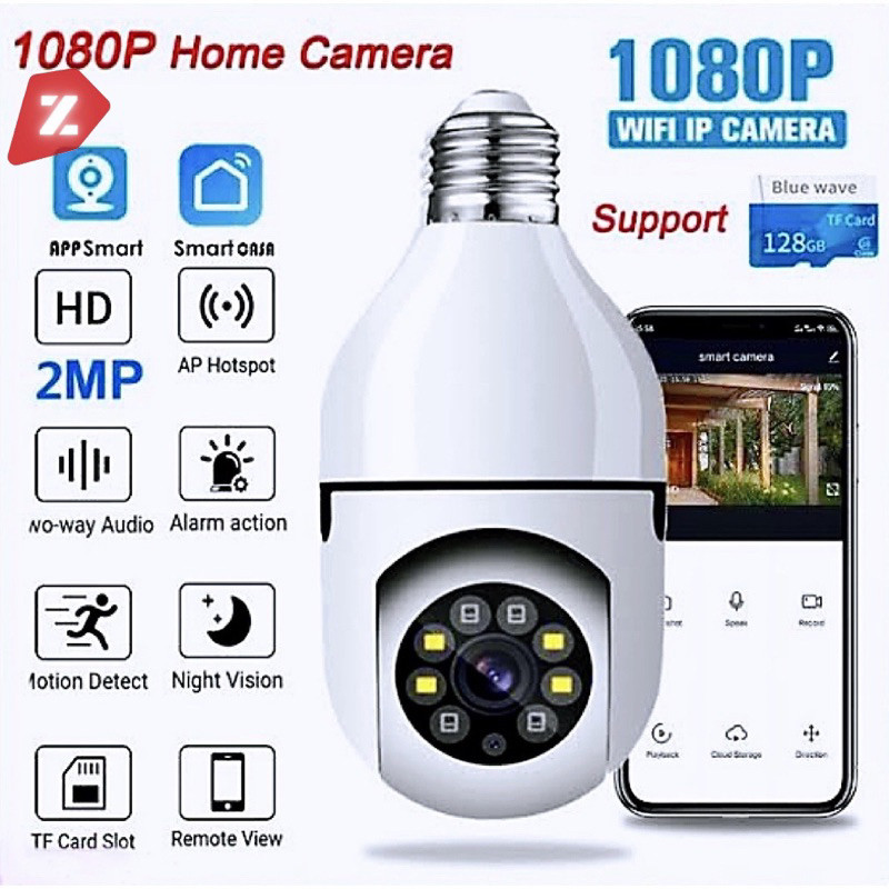 Câmera Segurança Lâmpada Wifi Full HD Sem Fio 360 Yoosee Visão Noturna ...