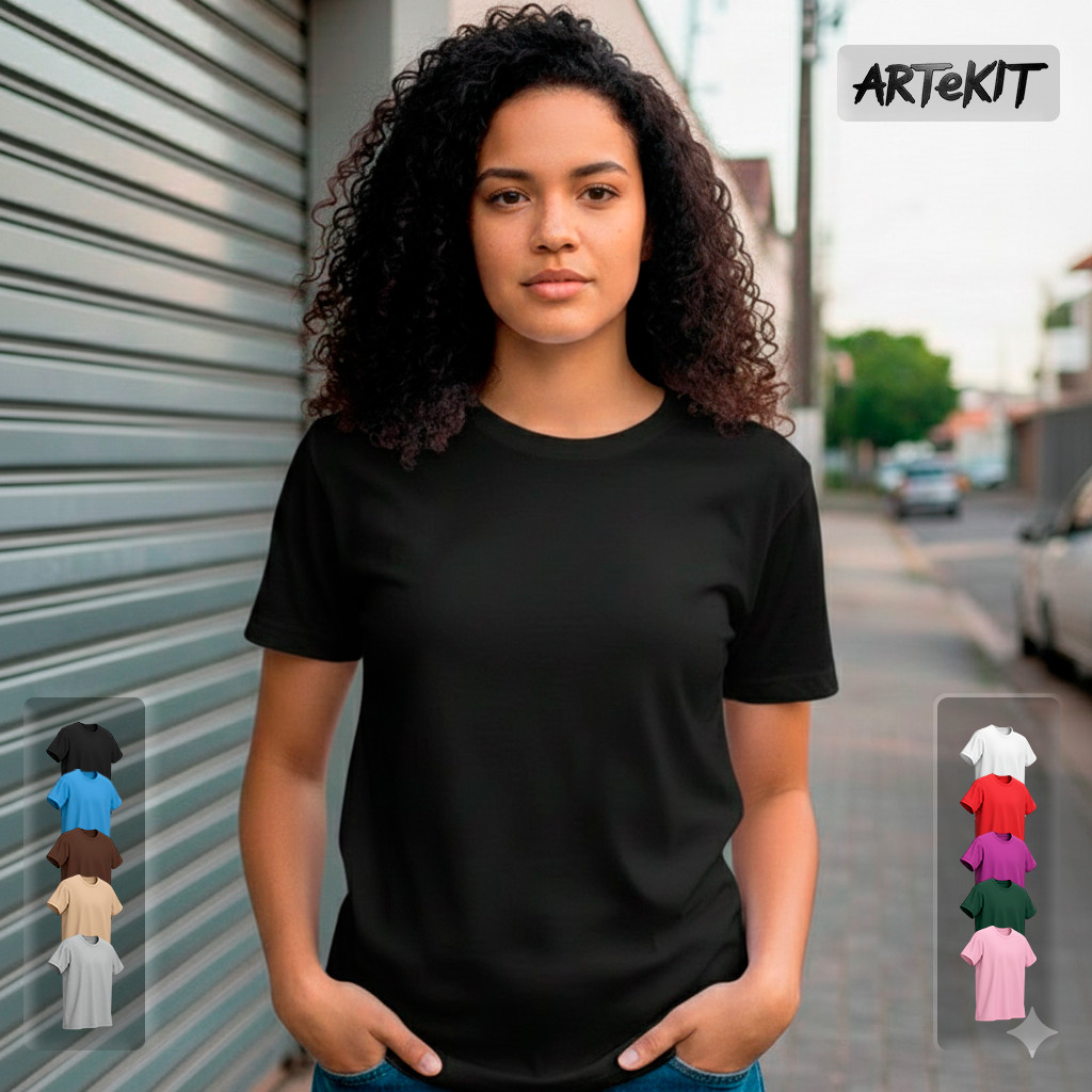 Camiseta Preta Feminina Algodão Lisa, Camiseta Preta Básica. | Shopee ...