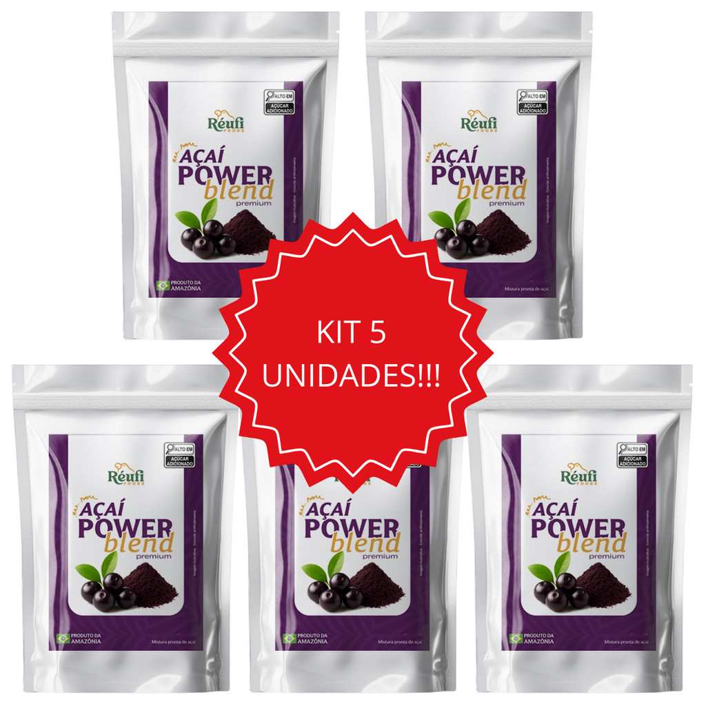 Kit 5 Açaí Power Blend Premium em Pó 300g Sabor Intenso Para Smoothies ...