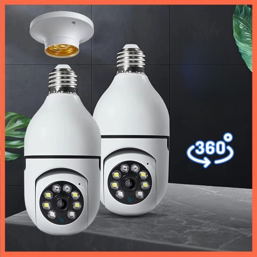 Câmera De Segurança IP Wi-Fi Sem Fio 360 Com Suporte Para Lâmpada V720 ...