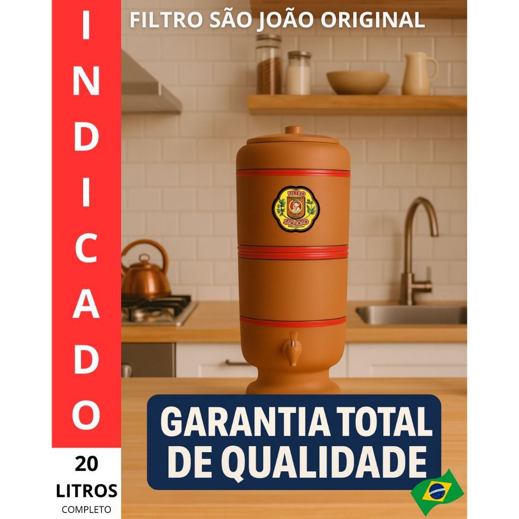 FILTRO DE BARRO SÃO JOÃO 20 LITROS (10L+10L) TRADICIONAL TESTADO E ...