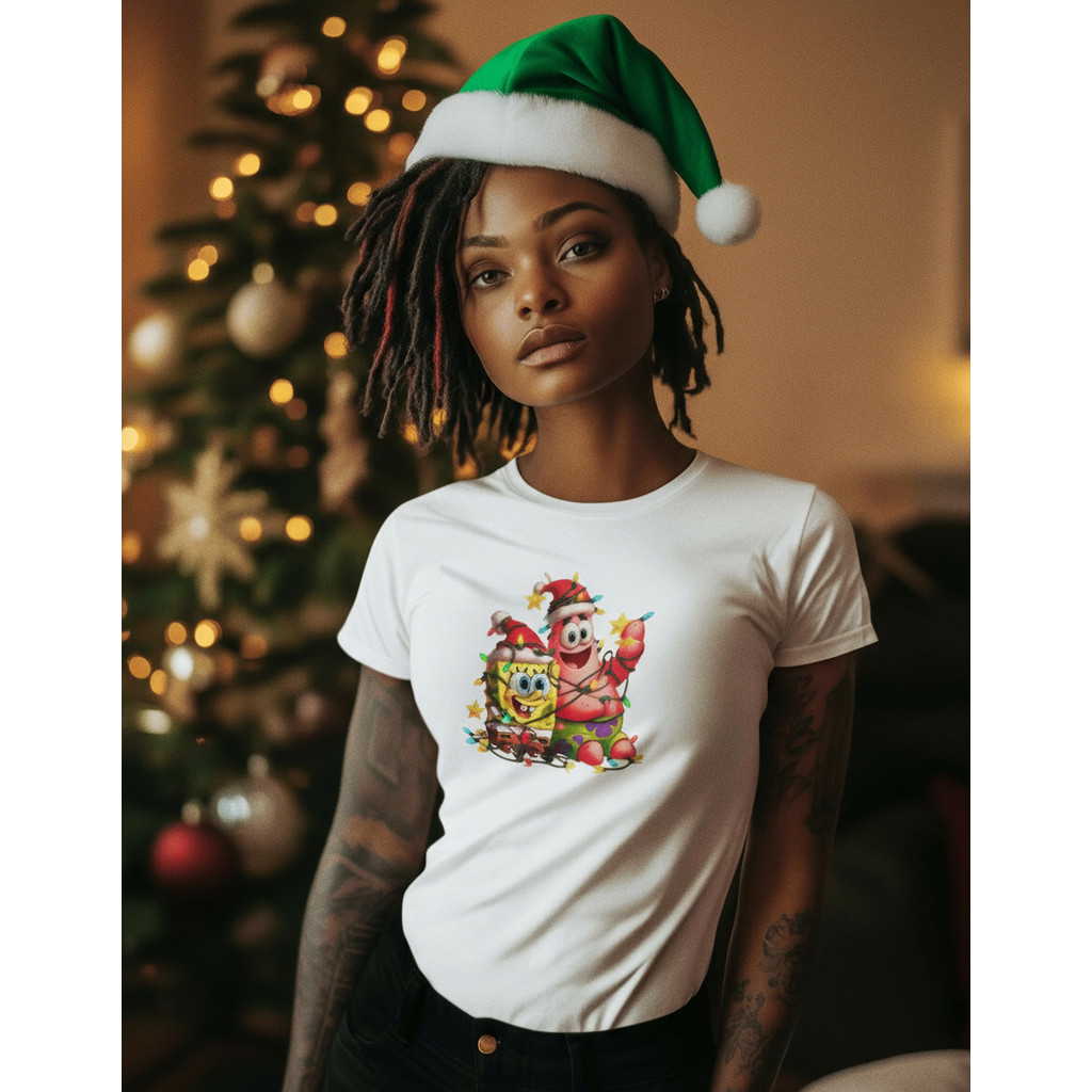 Camisa Camiseta Natalina Bob Esponja E Patrick Moda Natal | Shopee Brasil