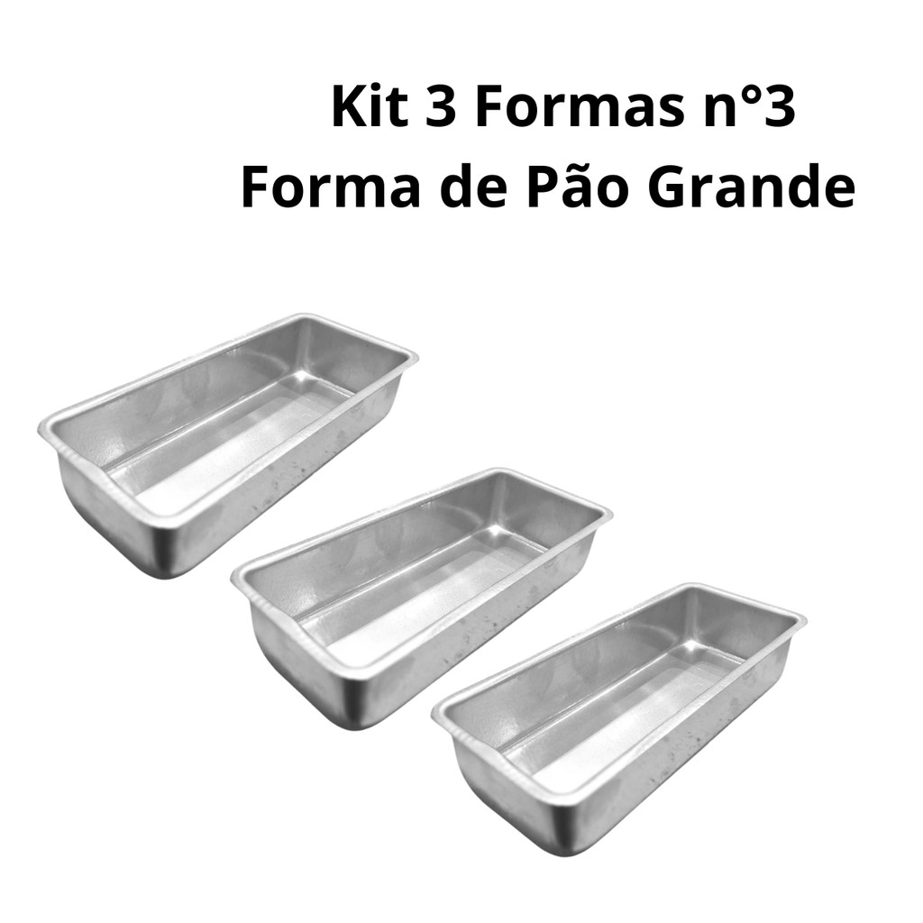 3 Formas de Pão n° 3 Retangular para pão bolo caseiro e gelo | Shopee ...