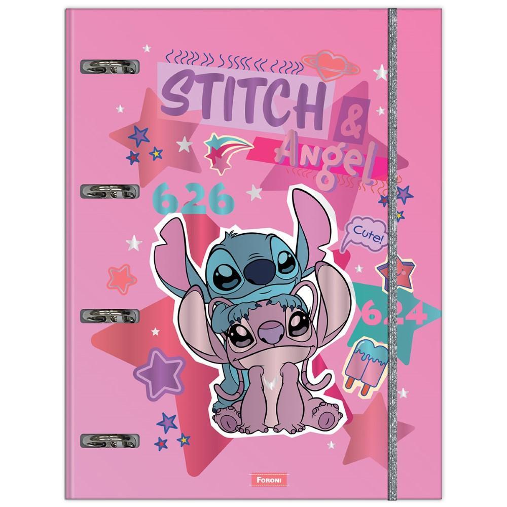 Fichário 4 Fechos Univ 60fls Com Lombo Stitch Angel Foroni | Shopee Brasil