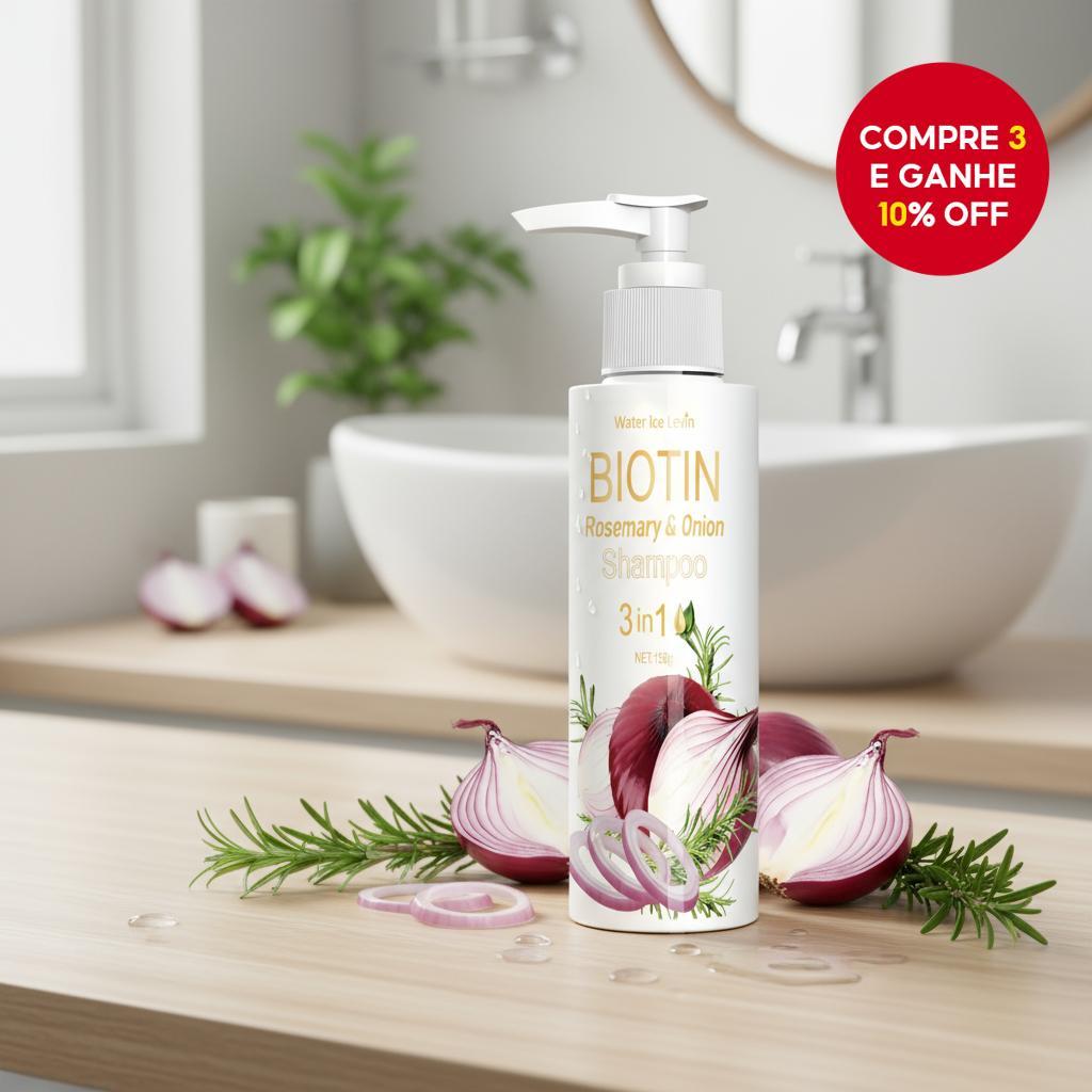 Shampoo 3 em 1 com Biotina, Alecrim e Cebola - Limpeza Profunda e ...