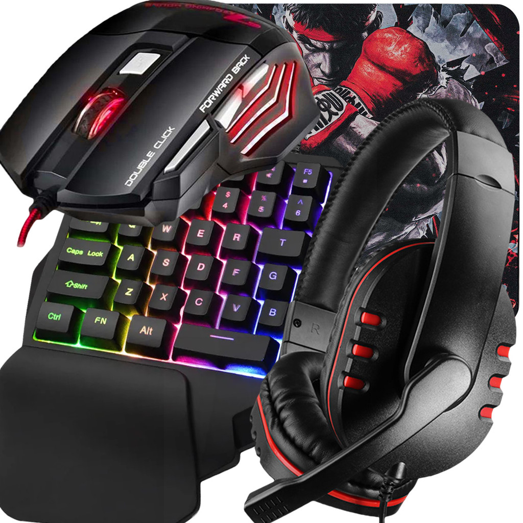 Kit Teclado Uma Mão + Mouse + Headset Gamer | Shopee Brasil
