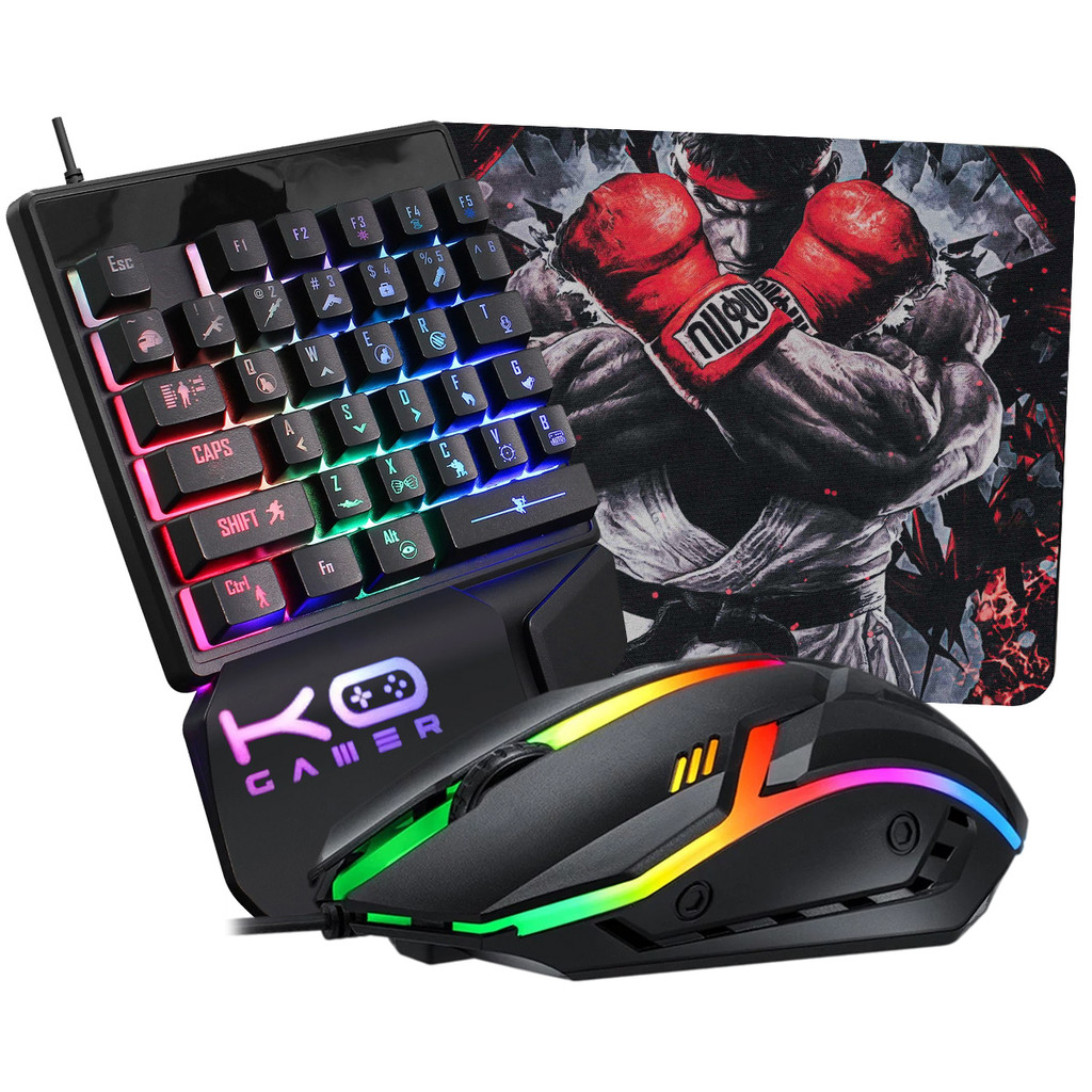 Kit Teclado Uma Mão + Mouse Gamer + Pad Estampado | Shopee Brasil