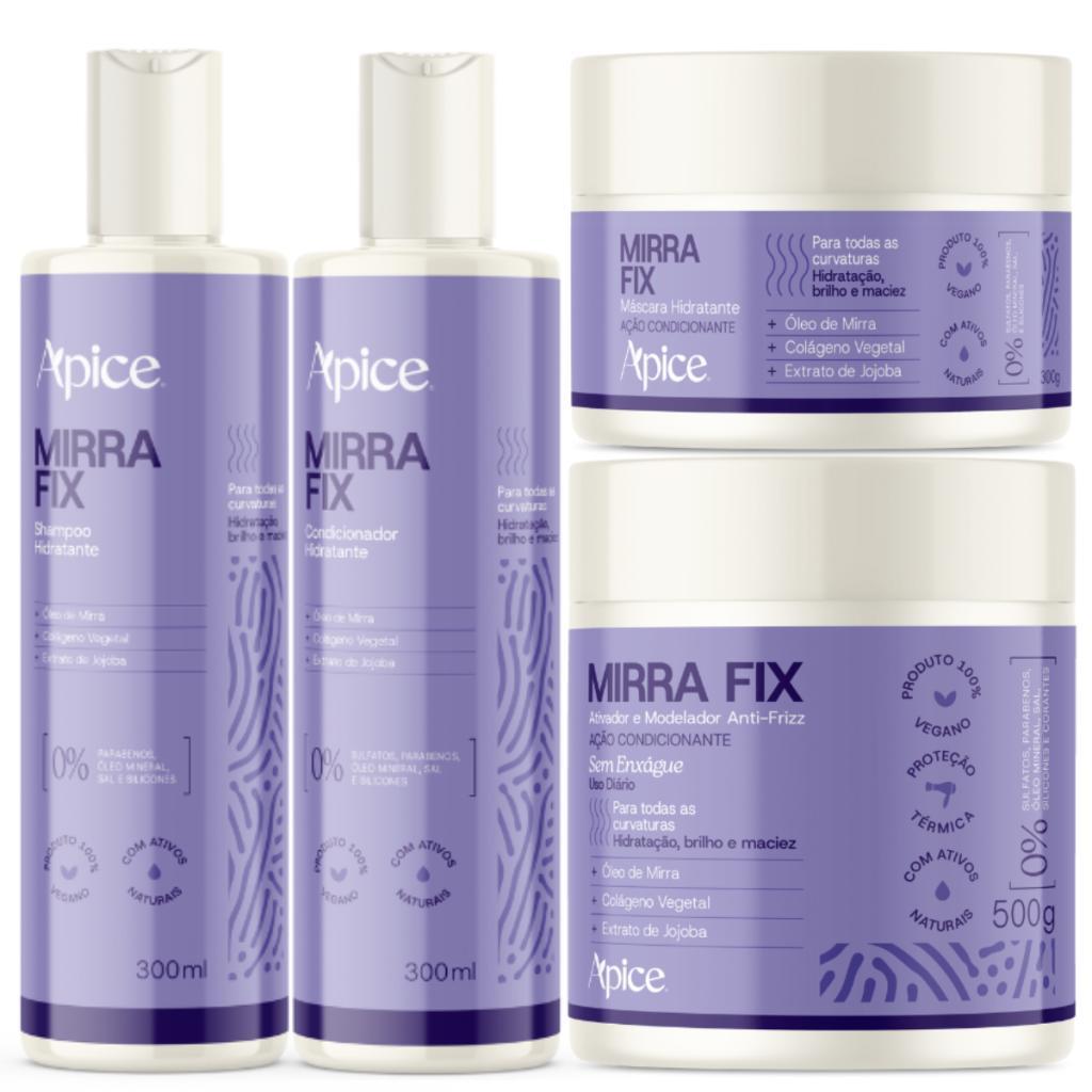 Kit Apice Mirra Fix Shampoo + Condicionador 300ml + Ativador Modelador ...
