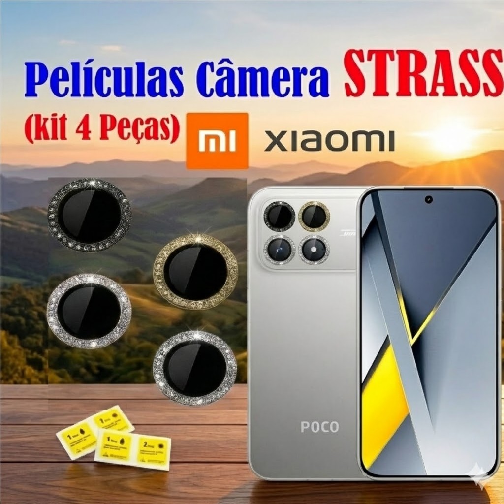 (KIT 04X) Pelicula Da Camera Lisa Ou C/ Strass Para Xiaomi Poco F8 Pro ...