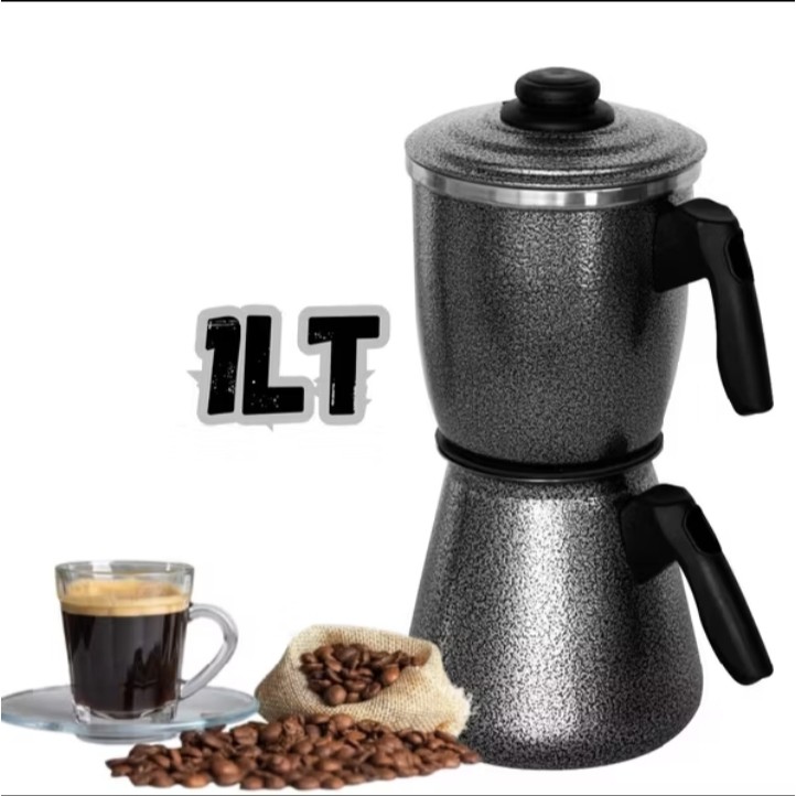 Cafeteira Italiana Moka Aluminio Craqueado 1 Litro Café Expresso ...