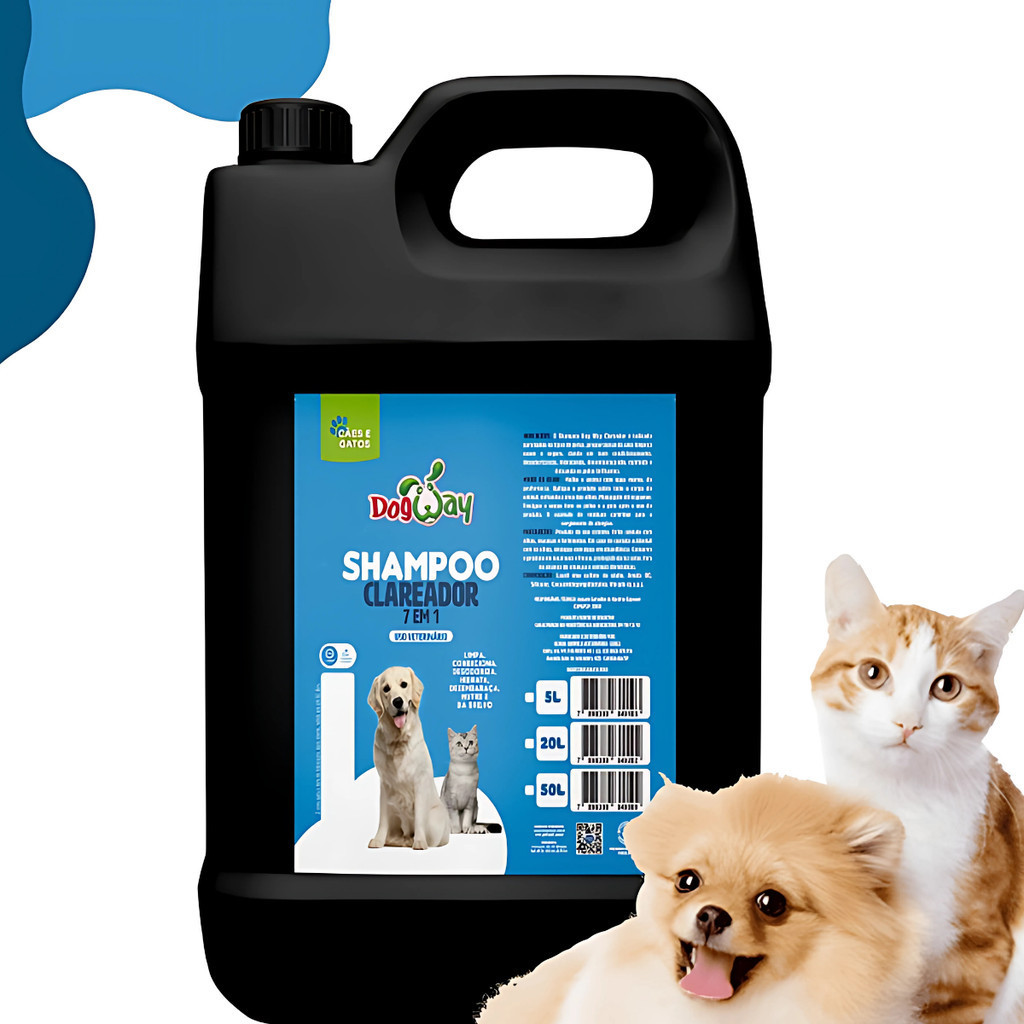 Shampoo Clareador 7 em 1 DogWay para Cães e Gatos Profissional Galão 5L ...