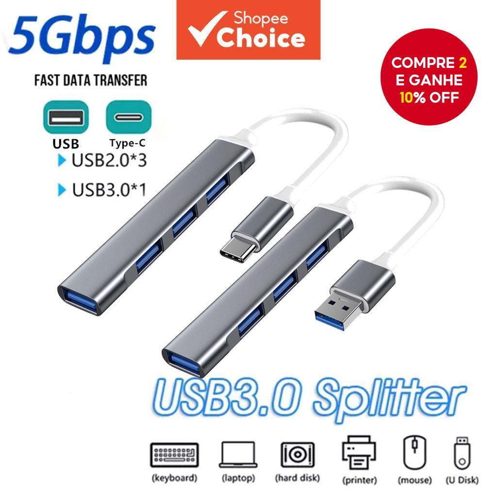 Hub USB OTG Tipo C de Alta Velocidade com 4 Portas - Adaptador Multi ...