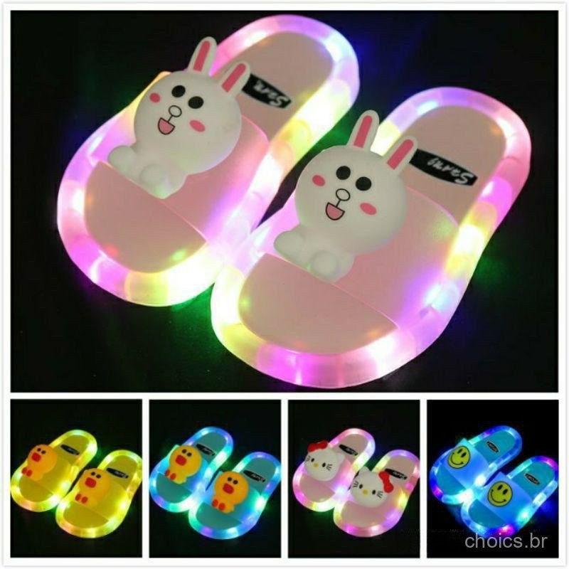 Chinelos Infantis Unissex com Luzes LED Transparentes | Shopee Brasil