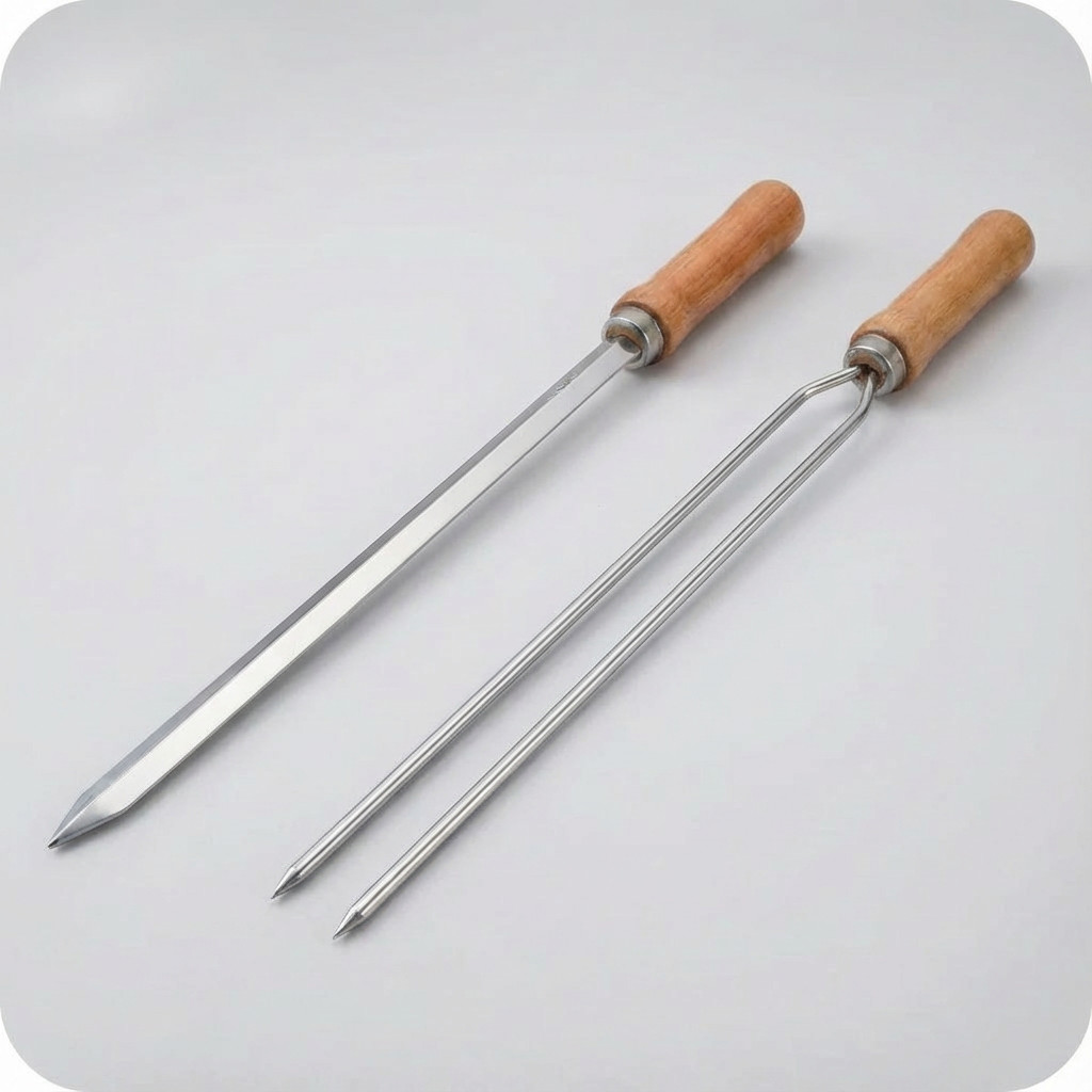 Kit Espeto Churrasco Duplo Inox 65cm e Espeto Simples 1 Lamina 65cm Mor ...