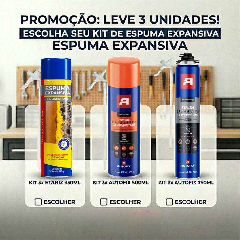 Kit 3 Espuma Expansiva Spray Veda Frestas 330ml 500ml e 750ml | Shopee ...