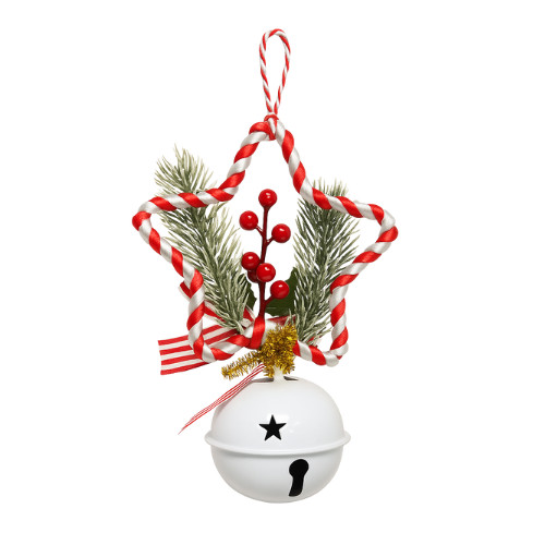 Enfeite Pendente de Natal Guizo Natalino Branco 16cm Vivian Festas ...