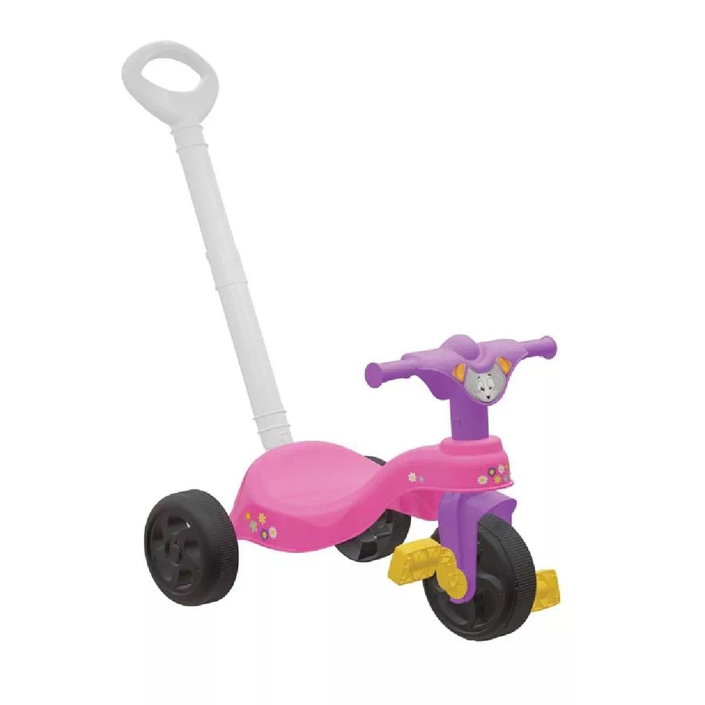 Triciclo Motoca Infantil 3 Rodas c/Pedal e Empurrador - Rosa | Shopee ...
