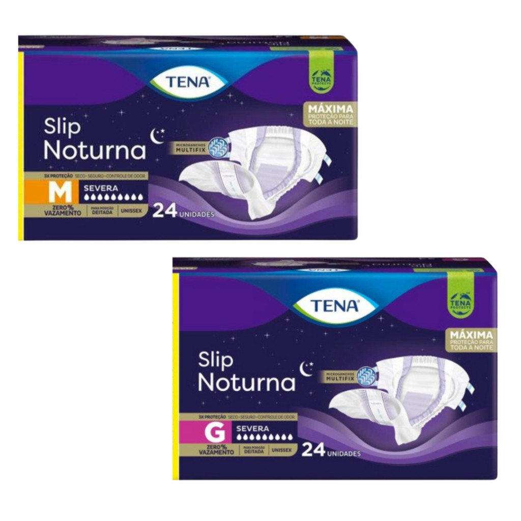 Fralda Geriátrica Tena Slip Noturna M C/24,G C/24, EG C/24 Severa ...