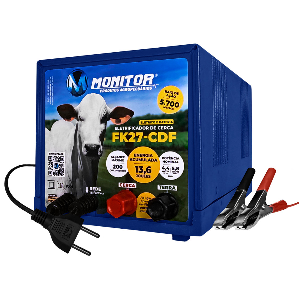 Eletrificador de Cerca Rural FK27-CDF - 13,6J - 200Km | Shopee Brasil