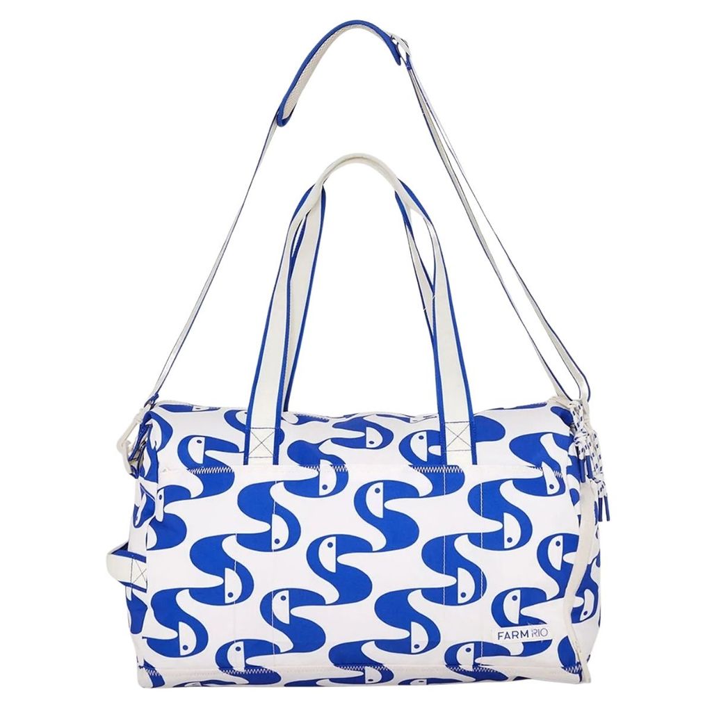 Bolsa Farm Viva Copatucano Estampada Azul e Branca Original | Shopee Brasil