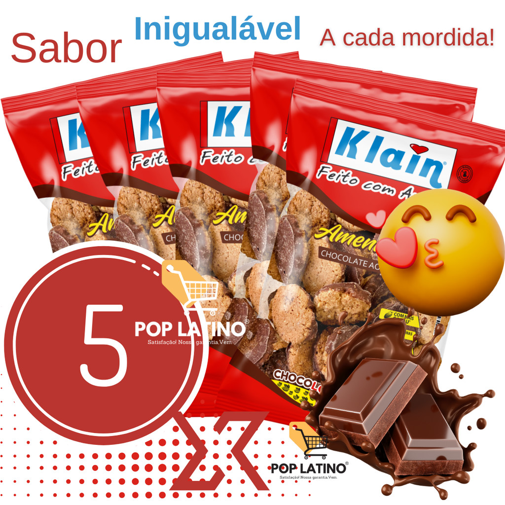 Leve 5x Biscoito Bolacha Broa de Amendoim com Chocolate Klain Alimentos ...