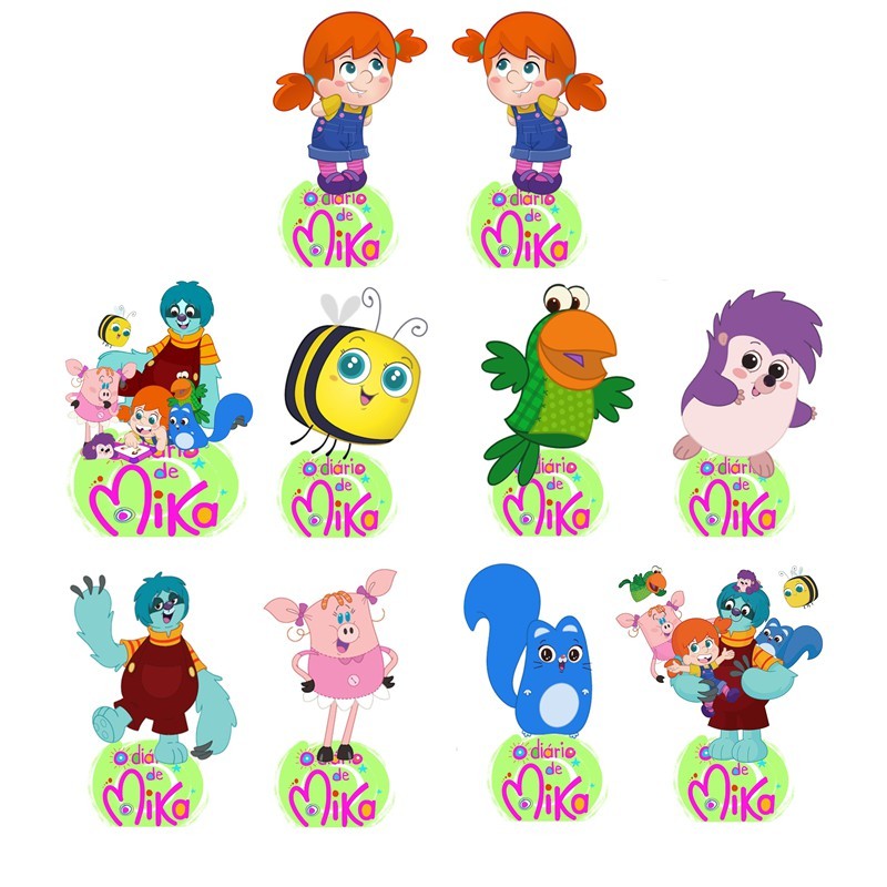 o diario de mika kit decoração de festa infantil 10 display de 20cm ...