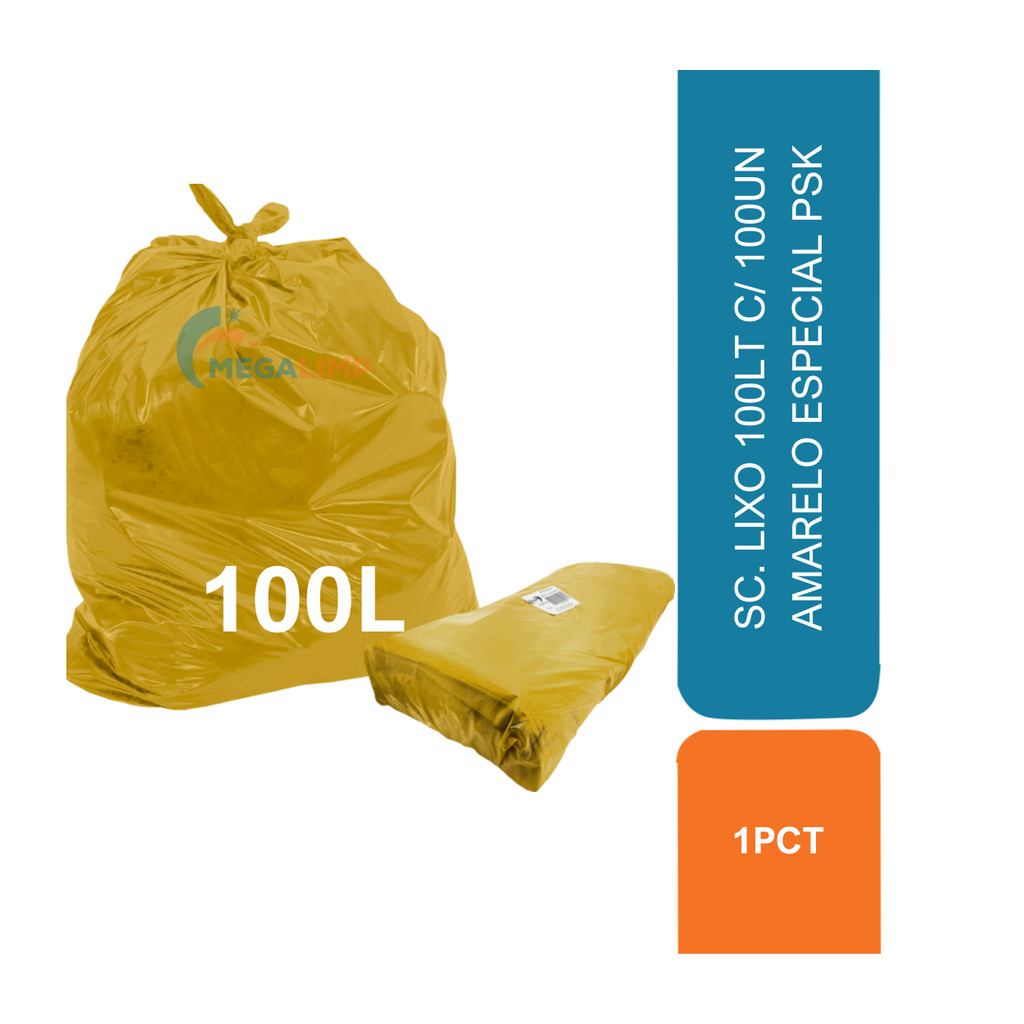 SC. LIXO 100LT C/ 100UN AMARELO ESPECIAL PSK | Shopee Brasil