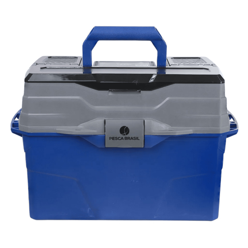 Maleta de Pesca PB Box Max + 3 Bandejas Articuladas Pesca Brasil Azul ...