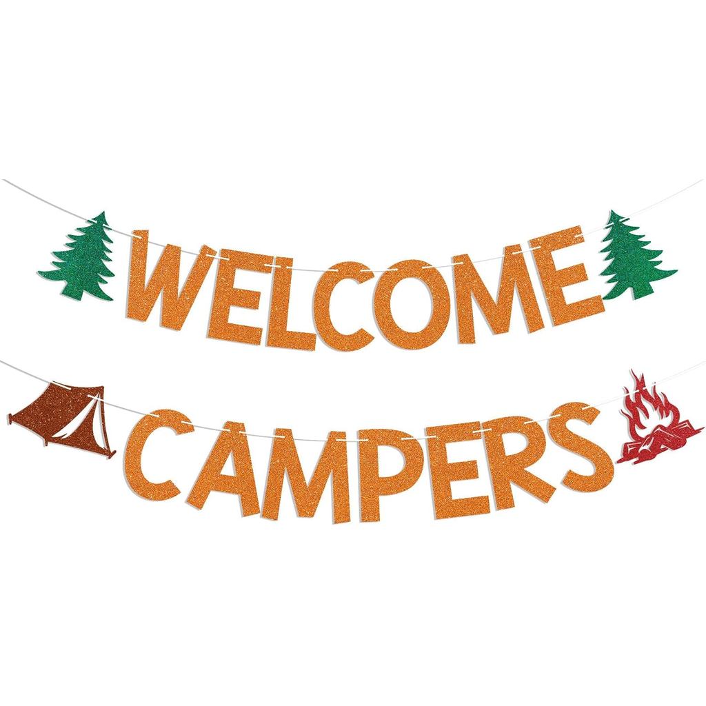 Welcome Campers Banner - Camping Theme Birthday Bachelorette Party ...