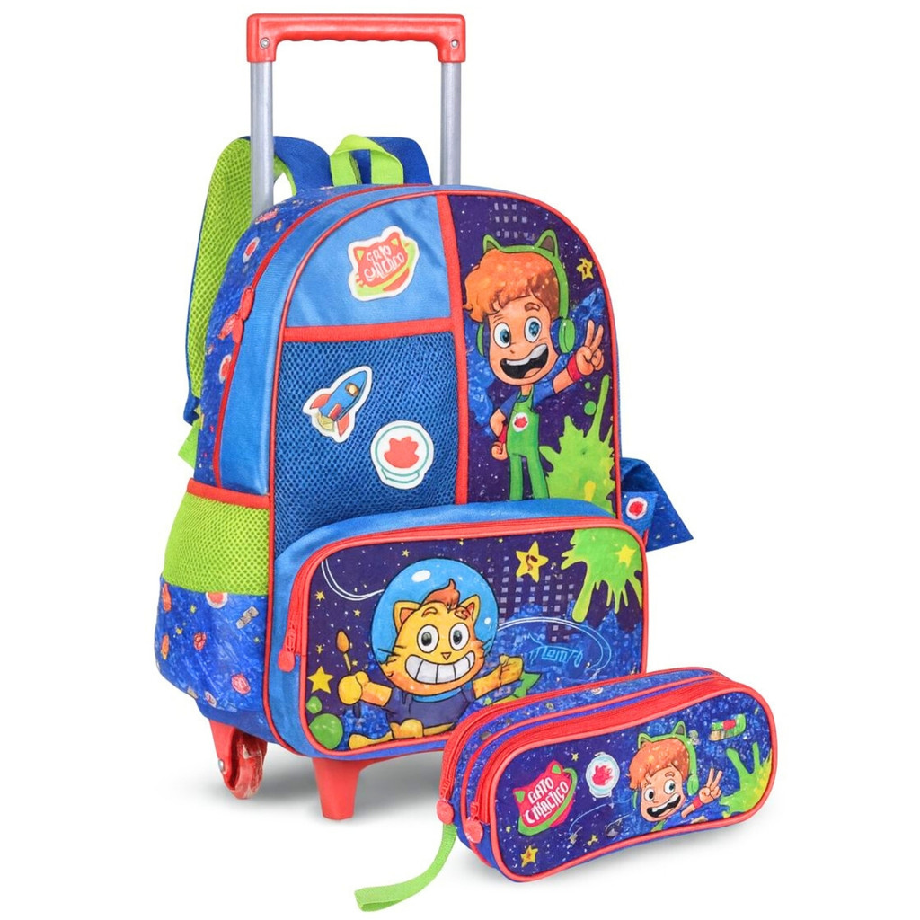 Kit Infantil Gato Galáctico Clio Style Mochila de Carrinho com Estojo ...