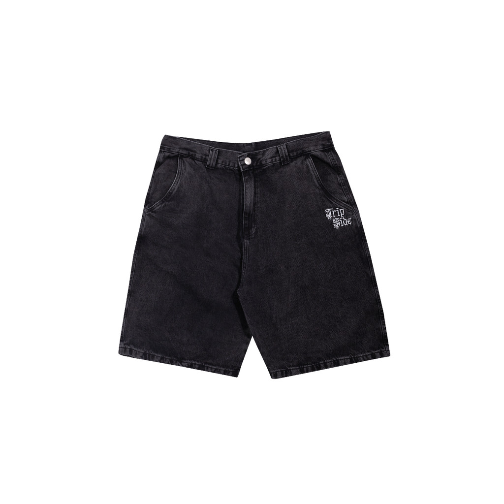 BERMUDA JEANS PRETO MARMORIZADO BAGGY MÉDIA - REF: B046-40 | Shopee Brasil