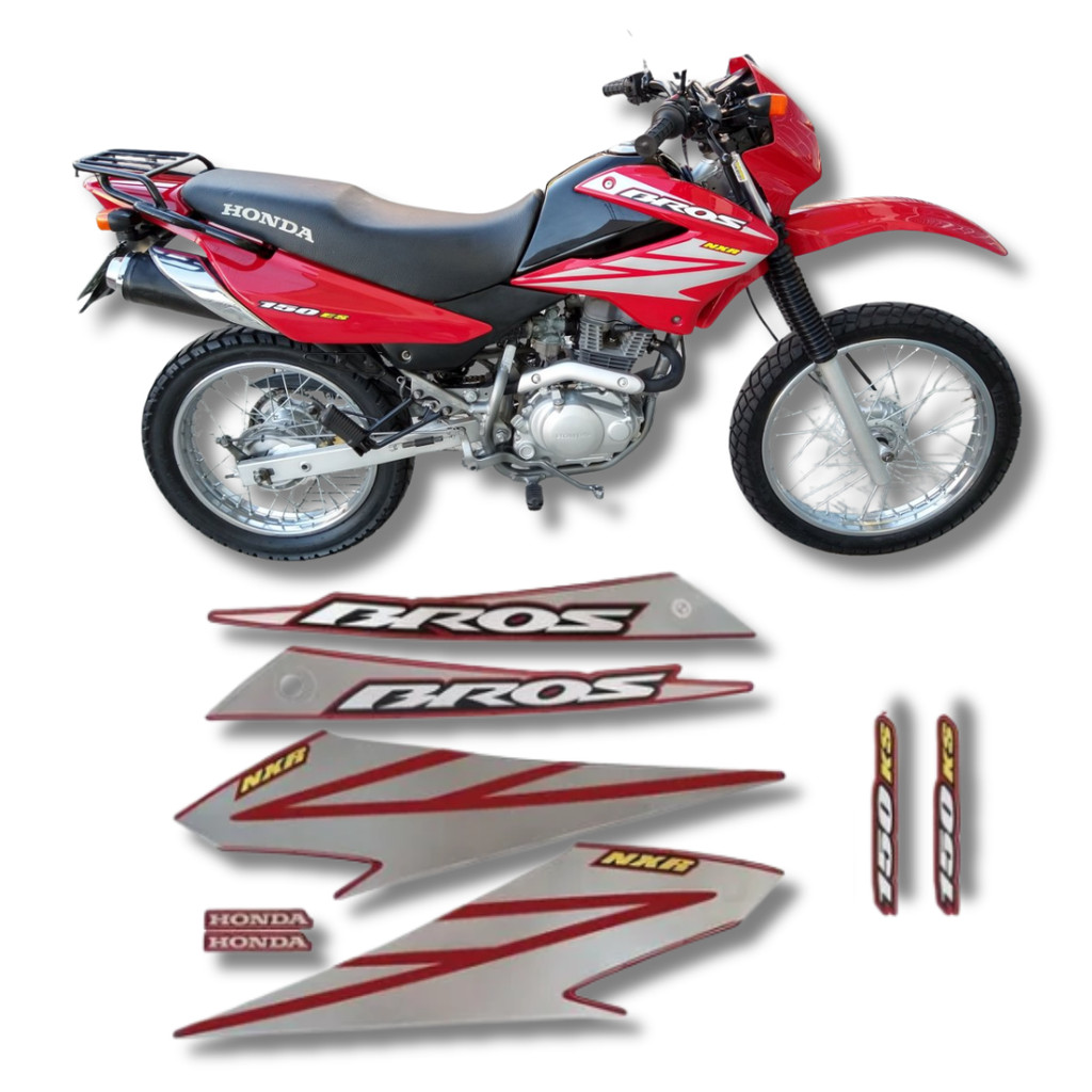 Kit Adesivo NRX Bros 150 KS 2008 Vermelha Jogo de Faixa Completo ...