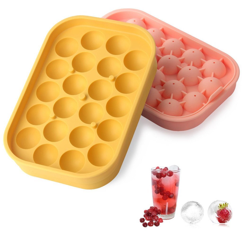 Forma de Gelo de Silicone Elástico 22 Bolas de Gelo com Tampa, Forma de ...