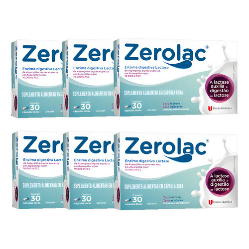 Kit 6 Suplemento Zerolac Lactase 30 Cápsulas - União Química | Shopee ...