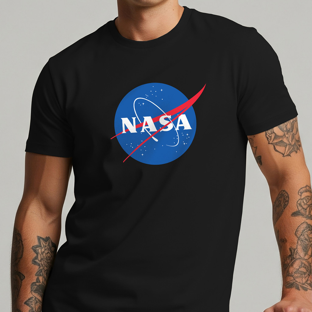 Camiseta Masculina Casual NASA Logo Casual Básica 100% Algodão Premium ...