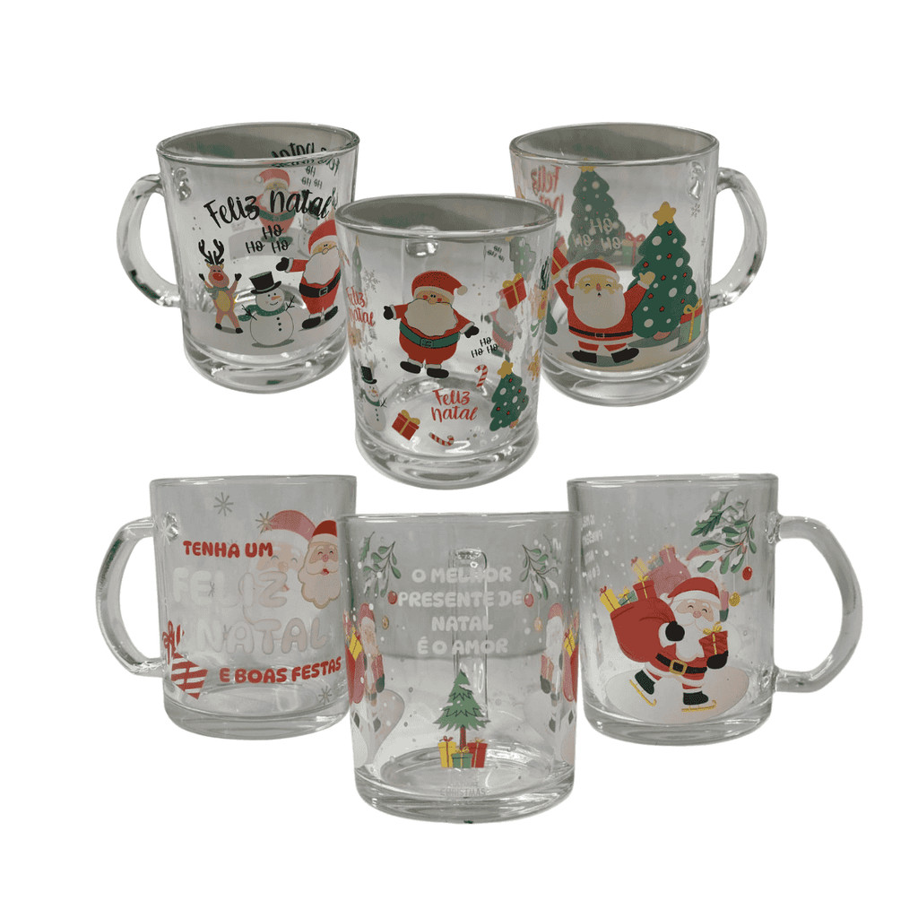 Caneca Natal Estampada de Vidro 320ml - 1 unidade | Shopee Brasil