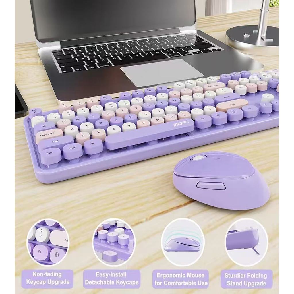 Kit teclado e mouse sem fio USB wireless Macarons Colorido MOFII Candy ...