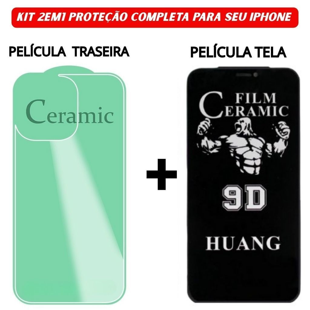 Kit 2em1 Película Traseira + Película Tela Cerâmica Privacidade iPhone ...