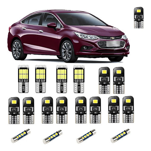Kit Led Premium 12v 6000k Chevrolet Cruze 2017-2018 Universal Preto ...