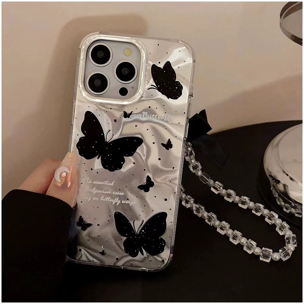 Capa Compatível Com iPhone 17 Pro Max 17Air 16 15 13 11 14 12 11 Xs XR Borboleta Manchada Preta ...