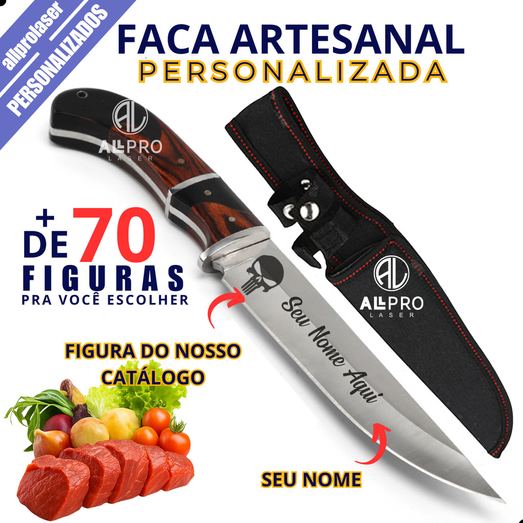 Faca Artesanal Faca Churrasco Personalizada Nome Logo | Shopee Brasil