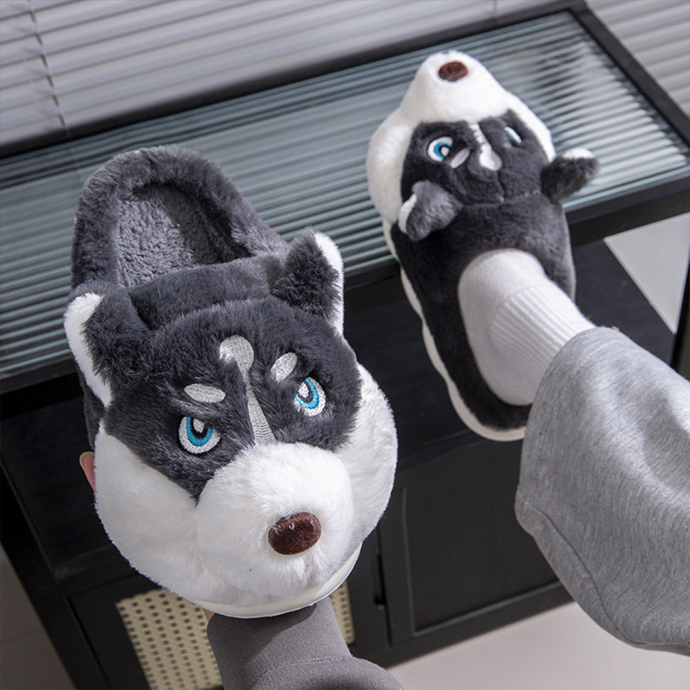 [Novo] Chinelos Husky De Pelúcia De Animais De Desenho Animado Fofos E ...
