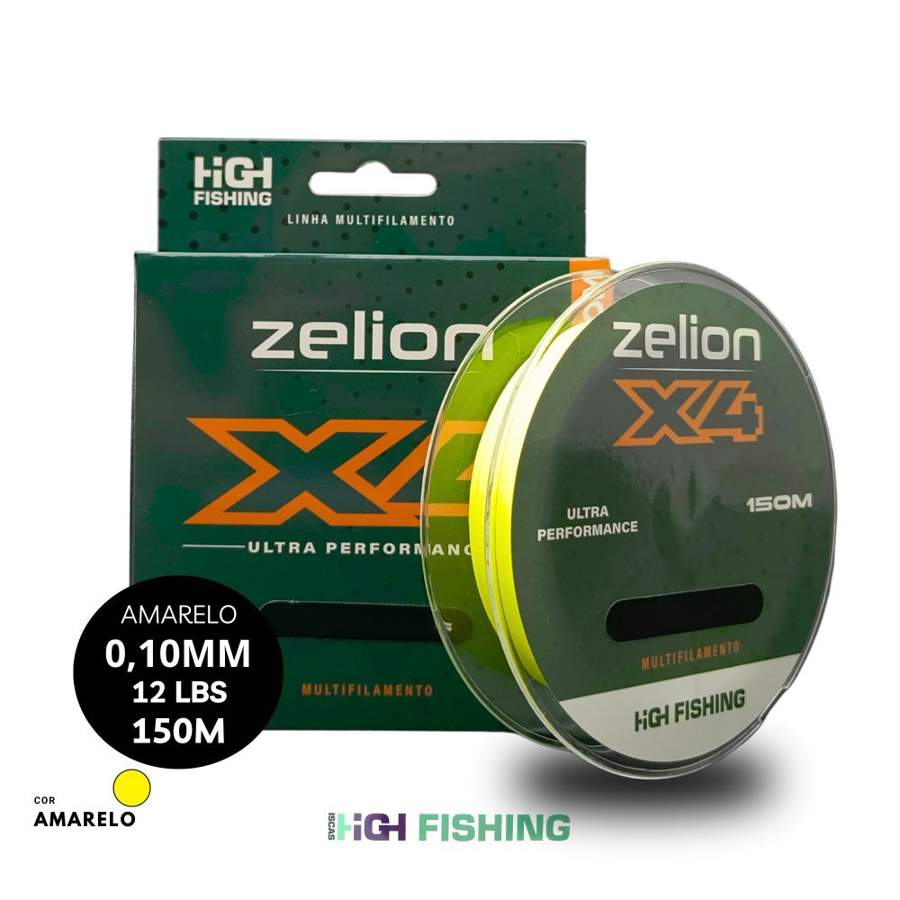 Linha Multifilamento HighFishing Zelion 4x Amarelo - 150m 0,10mm | 12lb ...