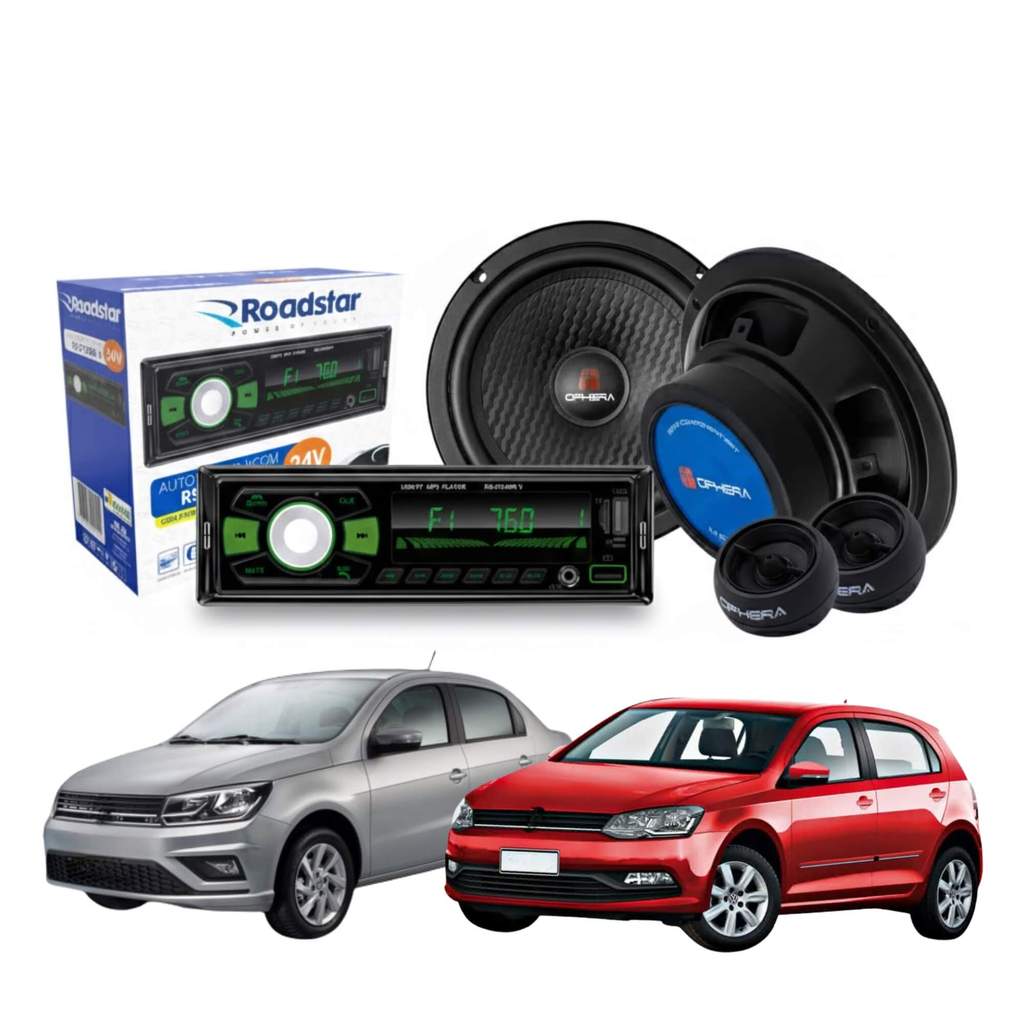 COMP Kit Alto Falante Ophera 6,5" 160W RMS + Auto Rádio Roadstar p/ Gol ...