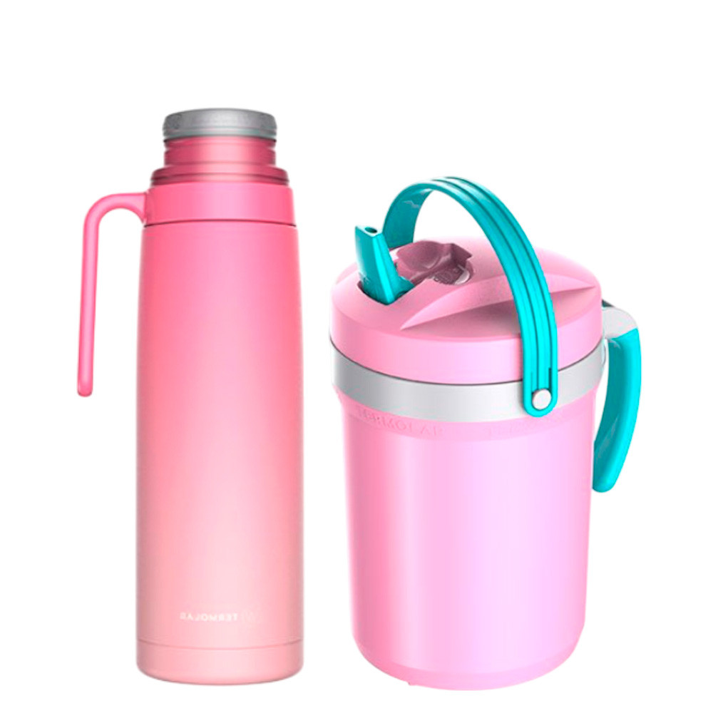 Garrafa Termica 100% Inox Inquebravel Cor Rosa 1 Litro com Jarra ...
