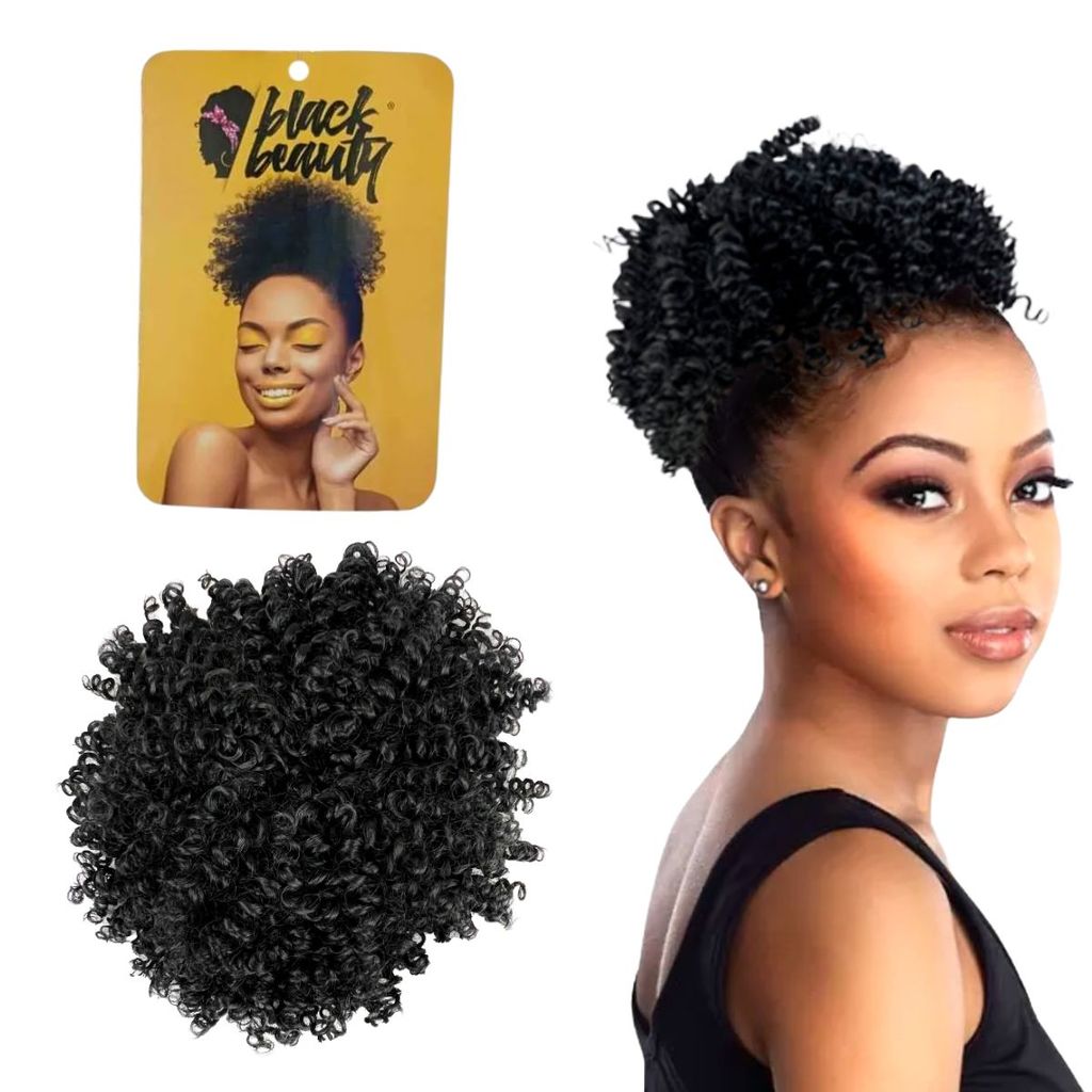 Coque Cabelo Afro Puff Fibra Orgânica Cacheado Premium definido pentes ...