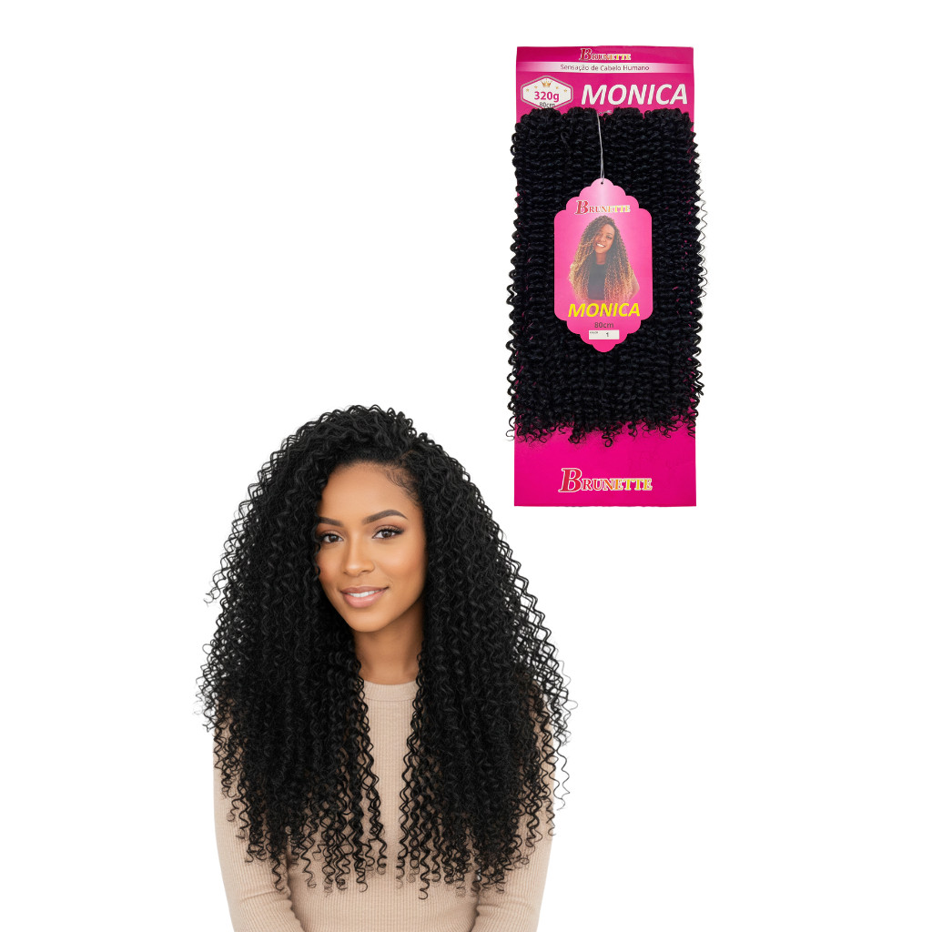 Cabelo Mônica Brunette Fibra Orgânica Premium 80cm Crochet Braids 320g ...
